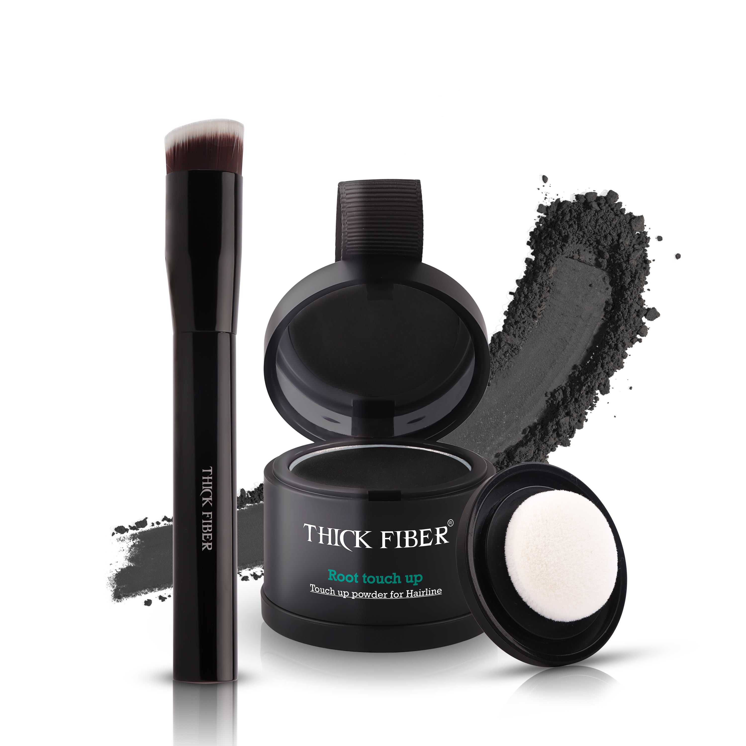 Root Touch Up Powder & Brush – THICK FIBER - Hair Building Fibre